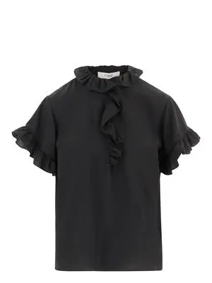 Chloé Short-sleeved Ruffled Top - Black