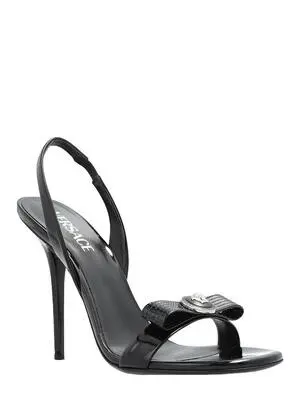 Versace Sandals With Medusa Bow - Black