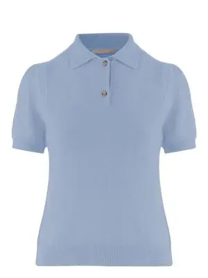 ALLUDE Cashmere Polo Shirt - Light Blue