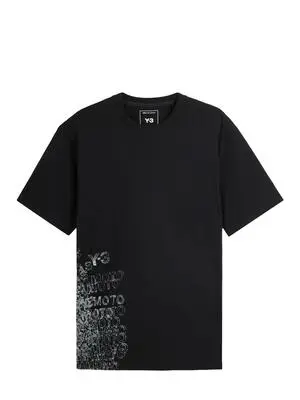 Y3 Cotton T Shirt With Print - Black