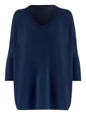 ALLUDE Cashmere V-neck Sweater - Blue