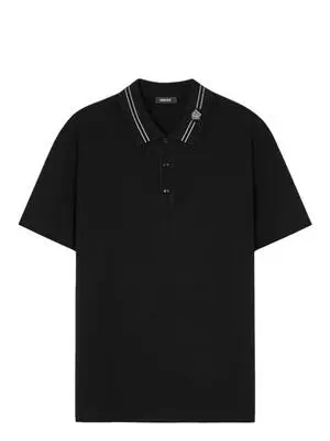 Versace Polo Shirt With Medusa Embroidery - Black