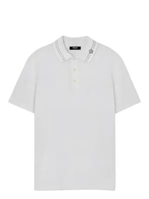 Versace Polo Shirt With Medusa Embroidery - White