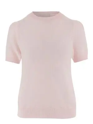ALLUDE Short Sleeved Cashmere Sweater - Pink