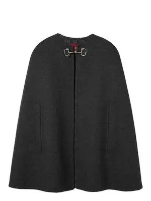 Gucci Wool And Silk Cape With Clamp - Grey