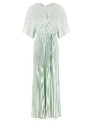 Twin-set Pleated Crepe De Chine Long Dress - Light Blue