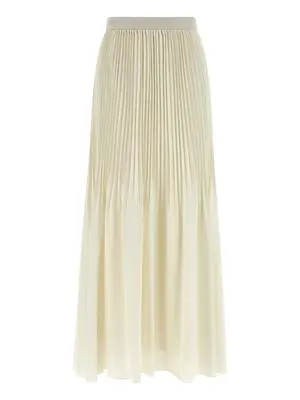 Twin-set Long Pleated Skirt - White