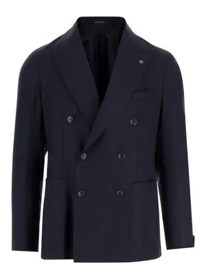 Tagliatore Stretch Wool Double-breasted Jacket - Blue