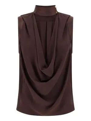 Elisabetta Franchi Draped Viscose Top - Brown