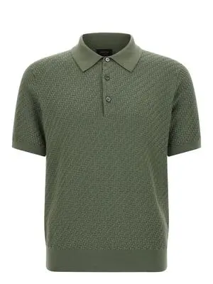 Brioni Weaving Polo Plot - Green