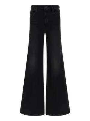 MOTHER The Roller Sneak Wide Leg Jeans - Black