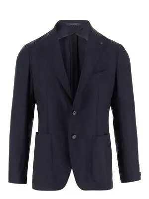 Tagliatore Single-breasted Stretch Wool Jacket - Blue