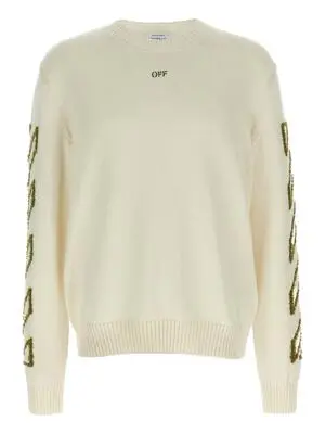 Off White Diag Outline Sweater - Beige