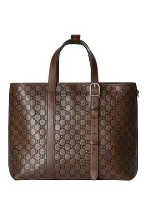 Gucci Gg Emblem Tote Bag - Brown