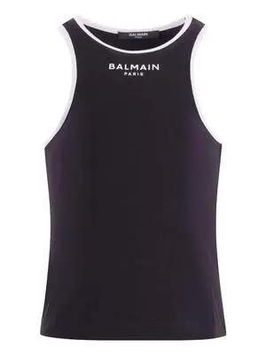 Balmain Tank Top With Logo - Black