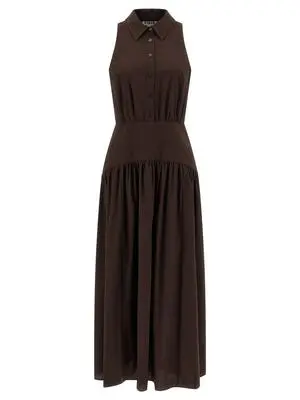Staud Romy Cotton Poplin Dress - Brown