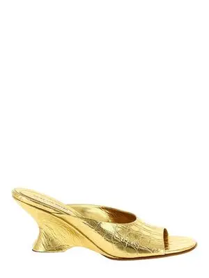 Dries Van Noten Curved Wedge Mules - Gold