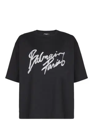 Balmain Logo Cotton T-shirt - Black