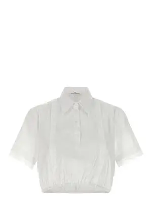 Ermanno Scervino Lace Insert Crop Shirt - White