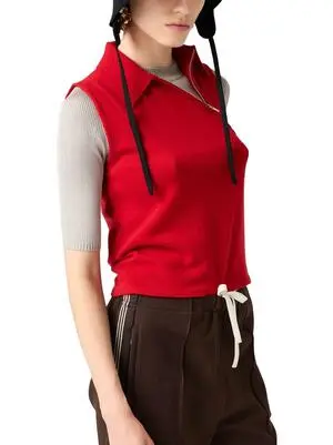 Miu Miu Polo Cashmere Vest - Rosso