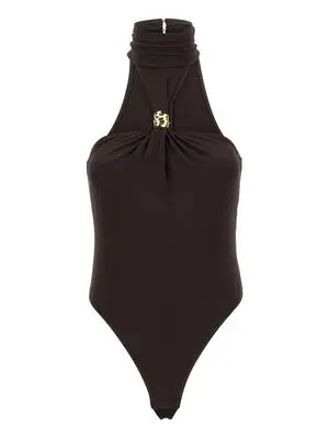 Elisabetta Franchi Jewel Detail Bodysuit - Brown