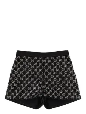 Gucci Gg Embroidered Crystal Shorts - Black