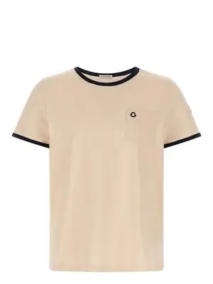 Moncler Logo Embroidery Pocket T-shirt - Beige