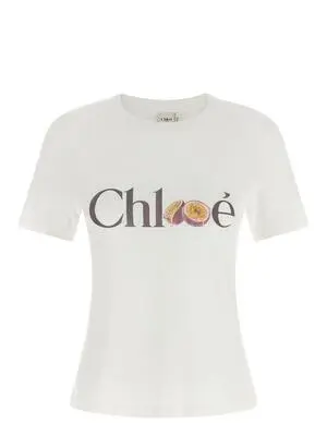 Chloé Printed Cotton T-shirt - White