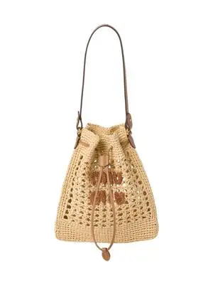 Miu Miu Crochet Bucket Bag - Naturale+cognac