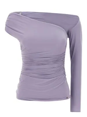 Elisabetta Franchi Asymmetrical Neckline Top - Purple