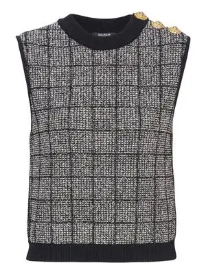 Balmain Tweed Tank Top - Black