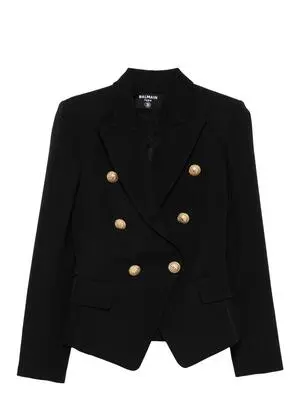 Balmain Wool Double Breasted Jacket - Black