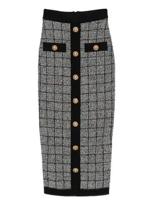 Balmain Tweed Long Skirt - Black