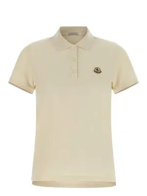 Moncler Logo Patch Polo Shirt - Beige