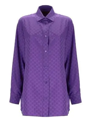 Gucci Shirt With Gg Weave - Purple