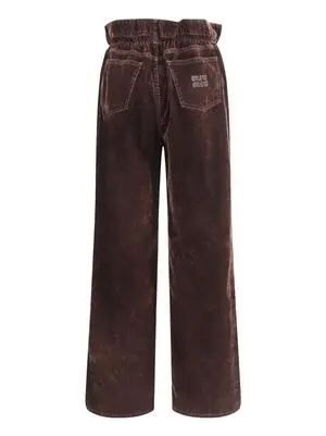 Miu Miu Pantaloni Velvet Chambray - Marrone