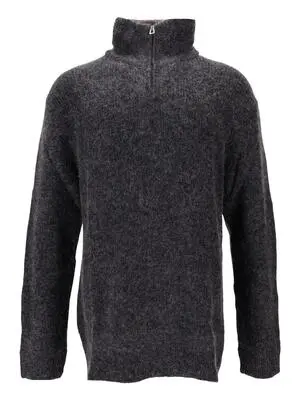 Paul Smith Sweater With Zip Neck - Black Melange