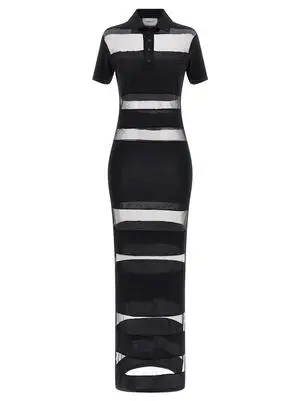 Coperni Striped Sheer Polo Dress - Black