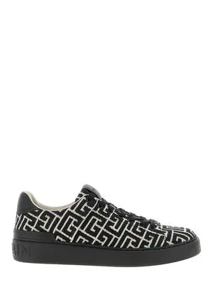 Balmain B-court Monogram Jacquard Sneakers - Black