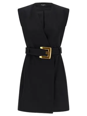 Balmain Mini Wrap Dress - Black