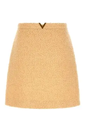Valentino Garavani V Gold Mini Skirt - Beige