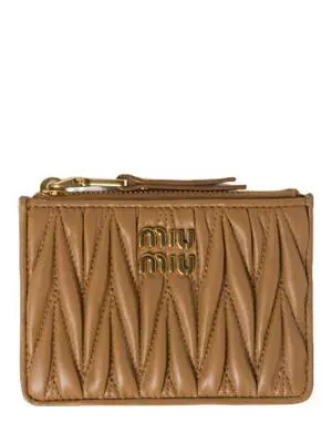 Miu Miu Matelasse Card Holder - Caramel