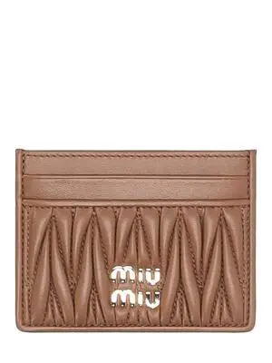 Miu Miu Matelasse Card Holder - Caramel