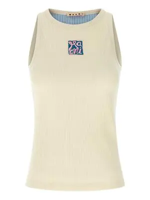 Marni Logo Patch Tank Top - Beige