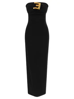 Balmain Belted Sheath Maxi Dress - Black