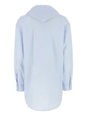 Miu Miu Striped Tie Neck Blouse - Cielo