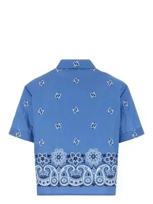 Miu Miu Paisley Print Poplin Shirt - Azzurro+bianco