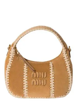 Miu Miu Wander Small Crochet Suede Bag - Cannella