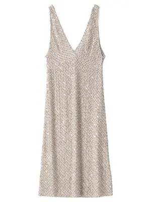 Miu Miu Embroidered Chiffon Dress - Argento