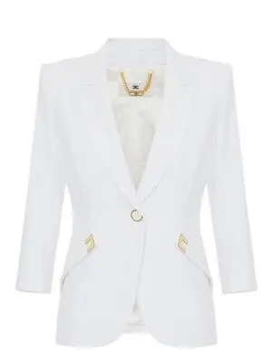 Elisabetta Franchi Double Layer Stretch Crêpe Jacket - Ivory